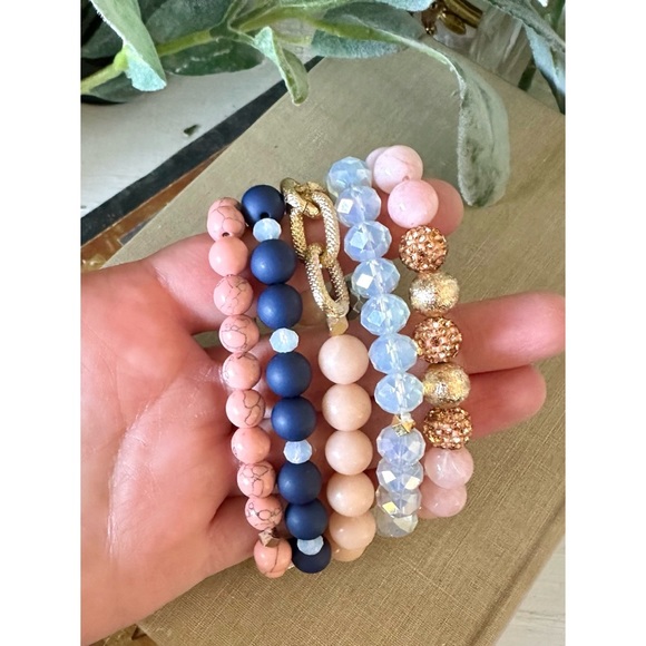 Ashlyn Rose | Jewelry | Ashlyn Rose Pinknavy Blue Bracelet Set | Poshmark